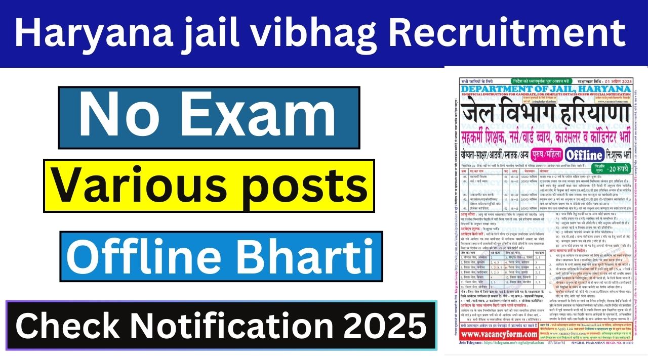 Haryana Jail Department Recruitment 2025 Notification Out for Various ...