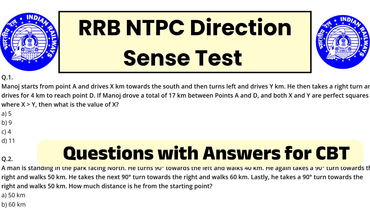 RRB NTPC Direction Test Questions with Answers for CBT - haryana Job alert